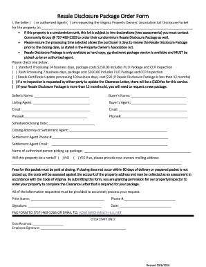 Fillable Online chimney-hill Resale Disclosure Package Order Form ...