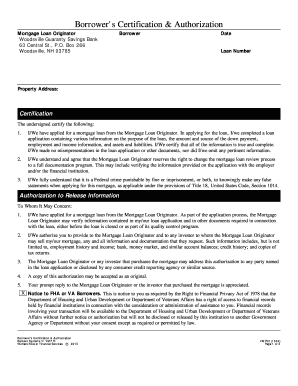 Fillable Online Borrower' s Certification & Authorization Fax Email Print - pdfFiller