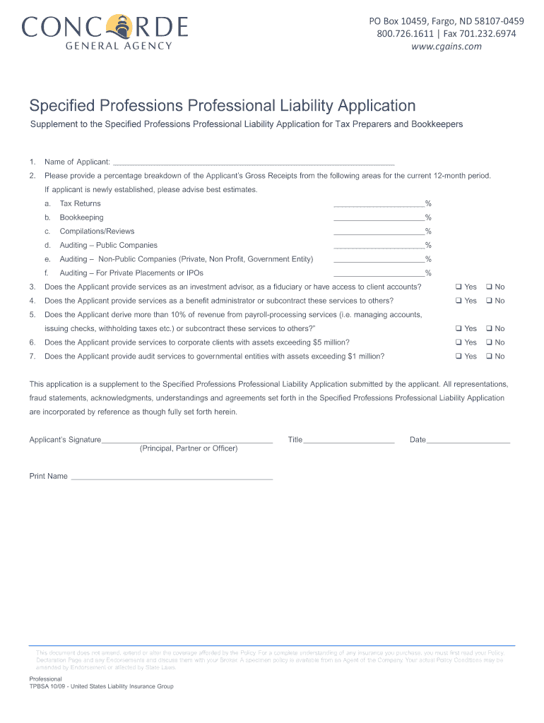 Fillable Online SUPPLEMENT the THE SPECIFIED PROFESSIONS PROFESSIONAL ...