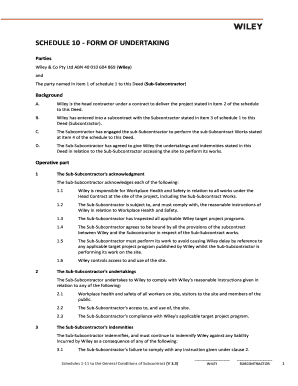 Fillable Online SCHEDULE 10 - FORM OF UNDERTAKING Fax Email Print ...