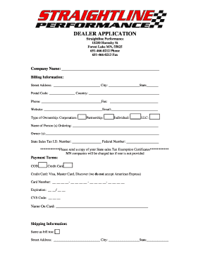 Fillable Online DEALER APPLICATION Dealer Number Fax Email Print ...