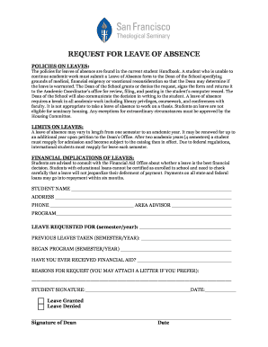 Fillable Online SFTS Leave of Absence (LOA) form Fax Email Print ...