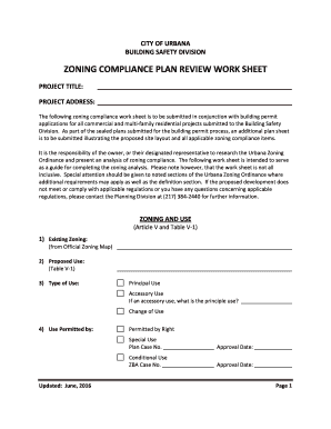 Fillable Online urbanaillinois zoning compliance plan review work sheet ...