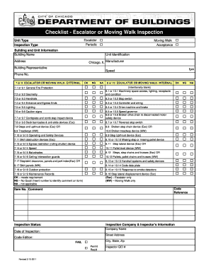 Fillable Online cityofchicago Checklist - Escalator or Moving Walk ...