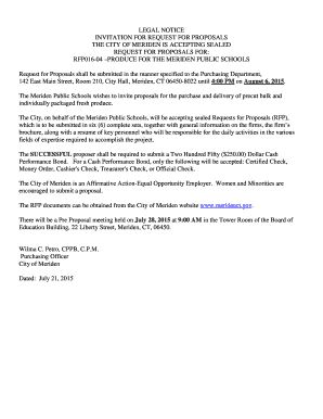 Fillable Online INVITATION FOR REQUEST FOR PROPOSALS THE CITY OF Fax ...