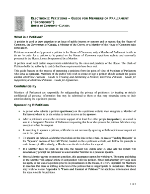 Fillable Online petitions parl gc ELECTRONIC PETITIONS GUIDE FOR MEMBERS OF PARLIAMENT ...