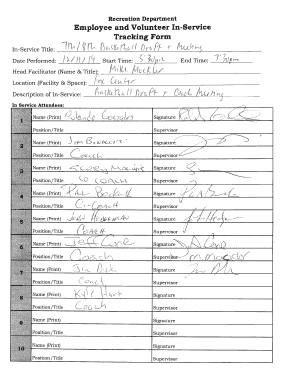 Inservice Tracking - Fill Online, Printable, Fillable, Blank | pdfFiller