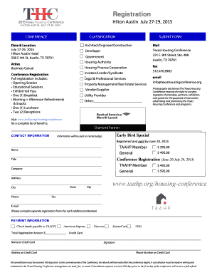 Fillable Online taahp Registration - TAAHP Fax Email Print - pdfFiller