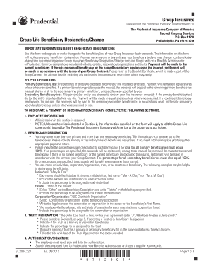 Fillable Online davidson Prudential Life Insurance Beneficiary form ...