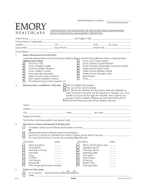 Fillable Online Medical Record Number: (for internal purposes) Fax ...
