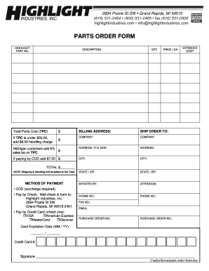Fillable Online Total Parts Cost (TPC) Fax Email Print - pdfFiller