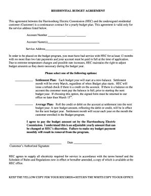 Fillable Online RESIDENTIAL BUDGET AGREEMENT Fax Email Print - pdfFiller