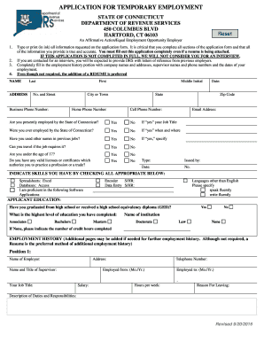 Fillable Online ct APPLICATION FOR TEMPORARY EMPLOYMENT Fax Email Print ...
