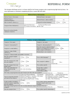 Fillable Online centralregistry The Caregiver ReCharge service is in ...