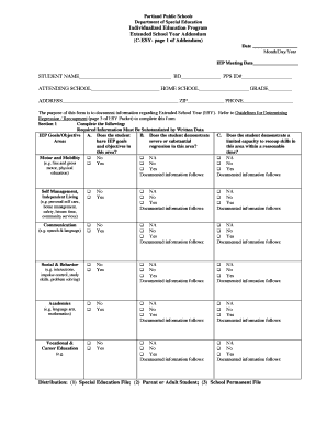 Fillable Online Extended School Year Addendum Fax Email Print - pdfFiller