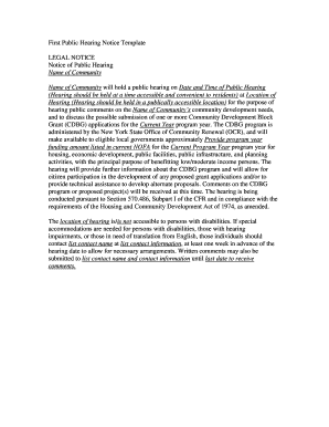 Fillable Online First Public Hearing Notice Template Fax Email Print ...