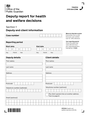 Fillable Online OPG104 Deputy report form Fax Email Print - pdfFiller