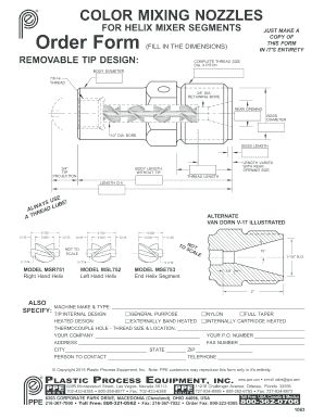 Fillable Online FOR HELIX MIXER SEGMENTS Order Form - ppe.com Fax Email ...