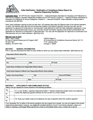 Fillable Online dnr wi Initial notification/notification of compliance ...