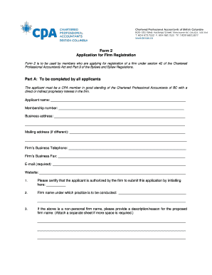 Fillable Online Application for Firm Registration Fax Email Print - pdfFiller