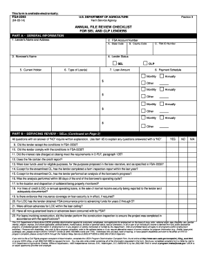 Fillable Online fsa usda ANNUAL FILE REVIEW CHECKLIST - fsa usda Fax ...