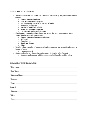 Fillable Online APPLICATION CATEGORIES Fax Email Print - pdfFiller