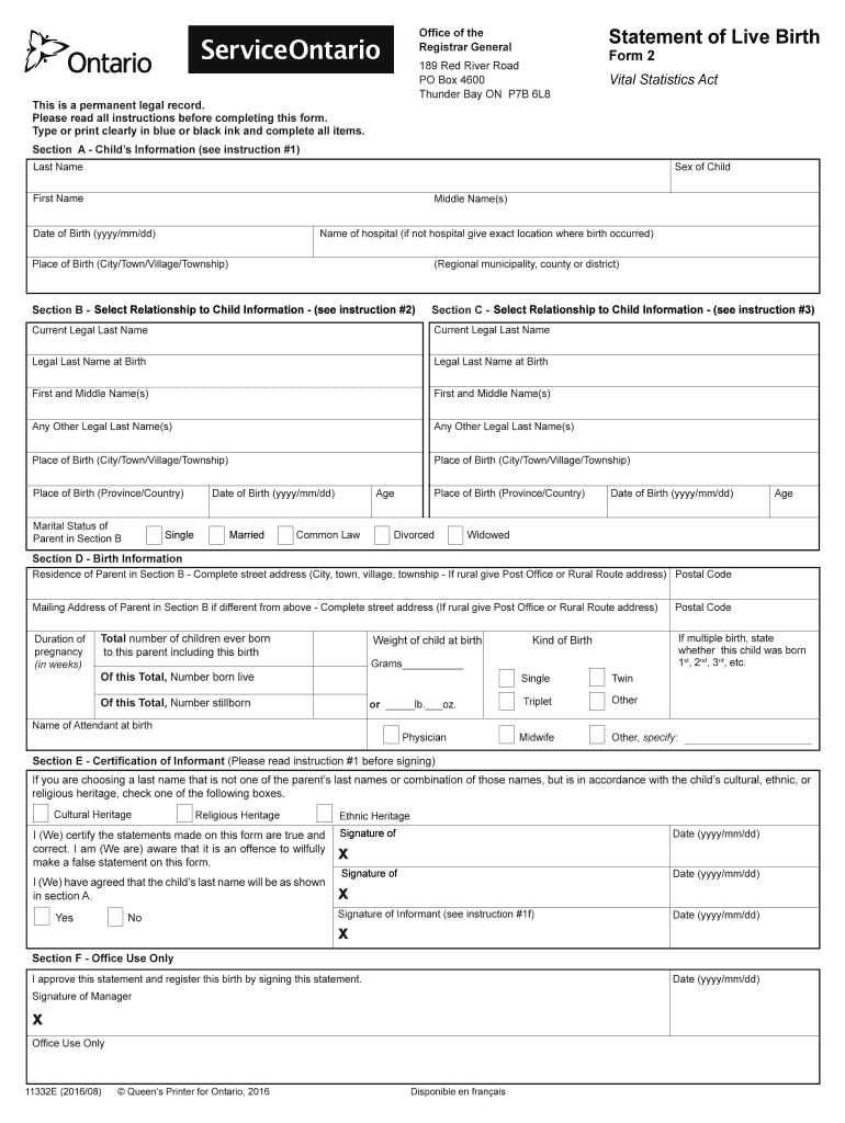 Fillable Online lgbtqpn Statement of Live Birth Form 2 Fax Email Print - pdfFiller