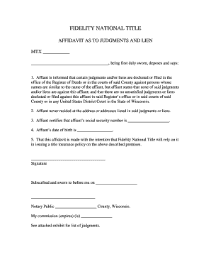 Fillable Online Judgment and Lien Affidavit.doc Fax Email Print - pdfFiller