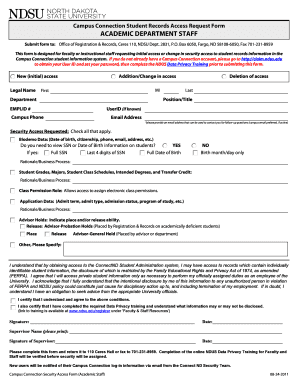 Fillable Online ndsu Campus Connection Student Records Access Request ...