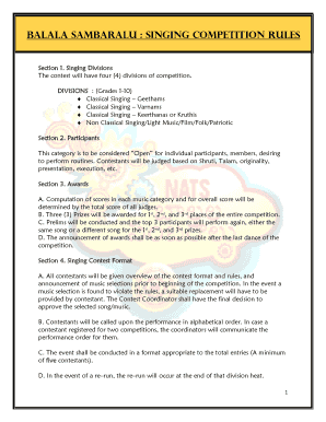 Fillable Online BALALA SAMBARALU : SINGING COMPETITION RULES Fax Email ...