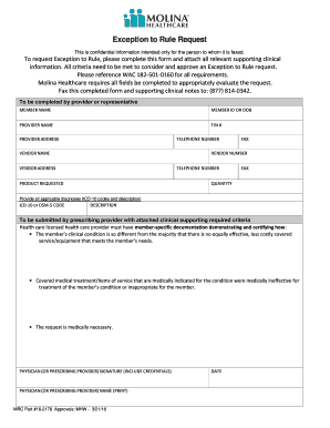 Fillable Online Exception to Rule Request Fax Email Print - pdfFiller
