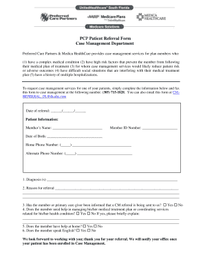 Fillable Online MHP Case Management Patient Referral Form Fax Email ...