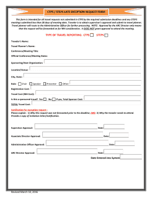 Fillable Online home ncifcrf CTPS / STEPS LATE EXCEPTION REQUEST FORM Fax Email Print - pdfFiller