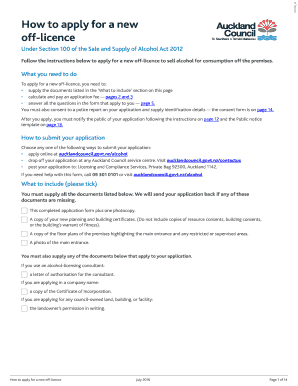 Fillable Online aucklandcouncil govt How to apply for a new off-licence ...