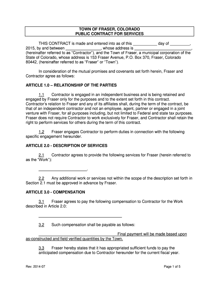 Fillable Online TOWN OF FRASER, COLORADO Fax Email Print - pdfFiller