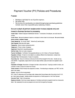 Fillable Online Payment Voucher (PV) Policies and Procedures Fax Email ...