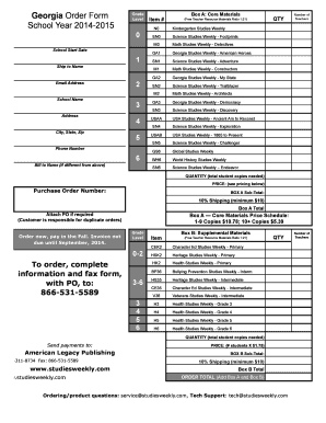 Fillable Online Georgia Order Form School Year 2014-2015 - Studies ...