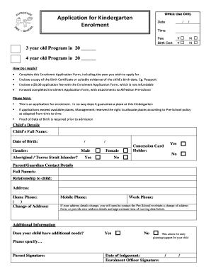 Fillable Online Application for Kindergarten Fax Email Print - pdfFiller