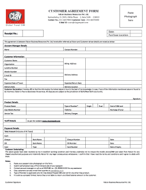 Fillable Online clay co CUSTOMER AGREEMENT FORM Final - clay co Fax ...
