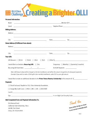 Fillable Online rce csuchico Billing Address: - rce csuchico Fax Email ...