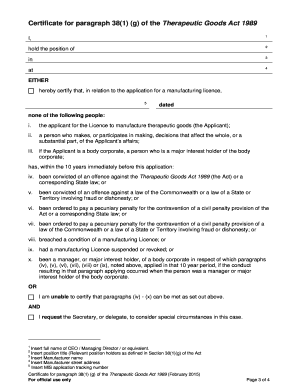 Fillable Online tga gov Instructions for completing a Certificate for ...