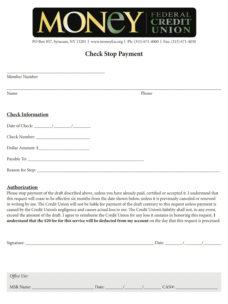Fillable Online Check Stop Payment.indd Fax Email Print - pdfFiller