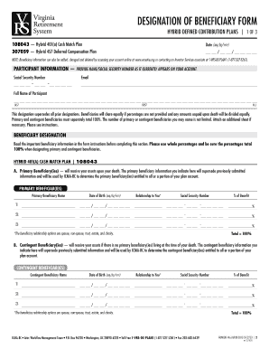 Fillable Online fcps Virginia Retirement System Designation of ...