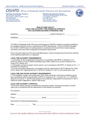 Fillable Online oshpd ca Health Care Facility Local Fire Authority Fire ...