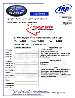 Fillable Online Speed Therapy Registration. Speed Therapy Registration ...