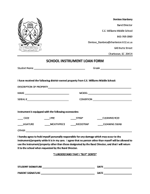 Fillable Online school instrument loan form - Jerry Zucker Middle ...