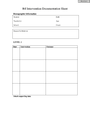 Fillable Online RtI Intervention Documentation Sheet Fax Email Print ...