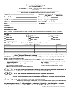 Fillable Online abac Exempt IRB Application for Human Subjects in Research.docx Fax Email Print ...