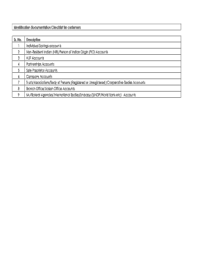 Fillable Online Identification Documentation Checklist for customers ...