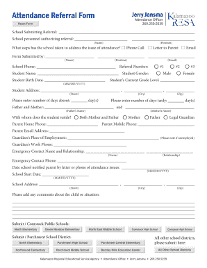 Fillable Online kresa Attendance Referral Form Fax Email Print - pdfFiller